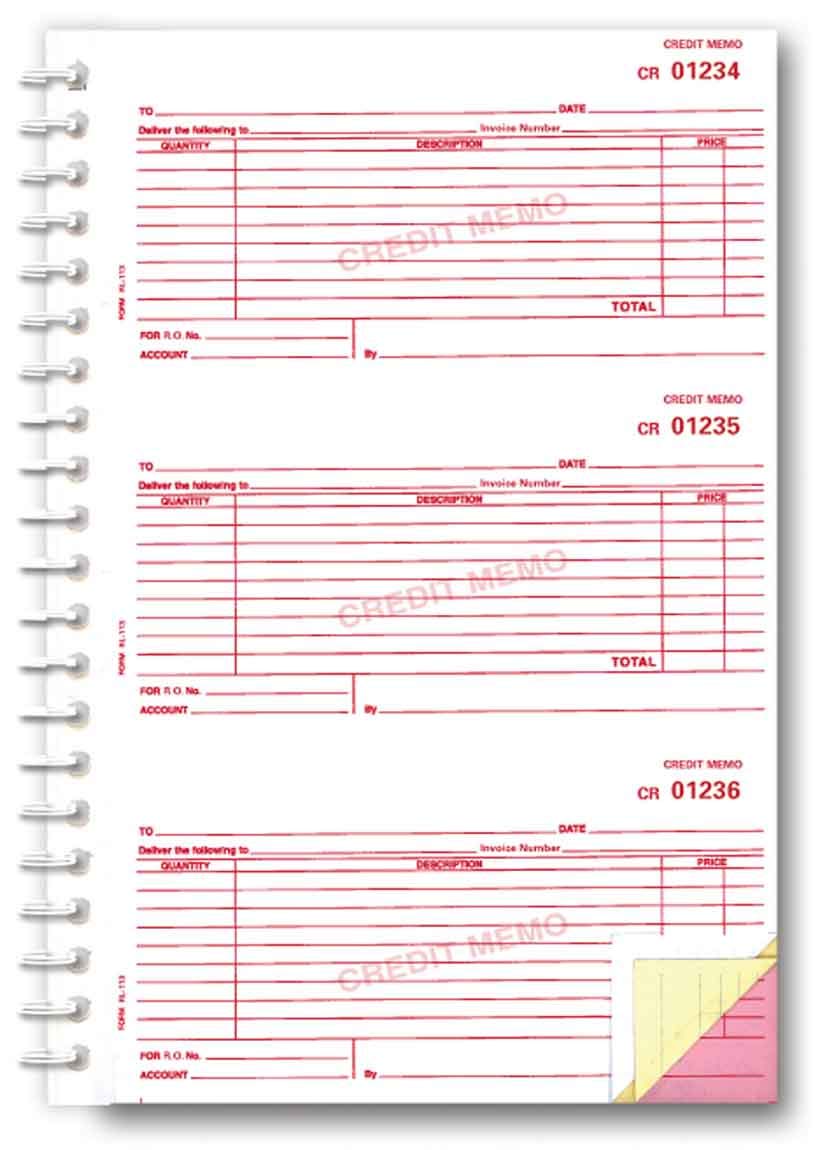 Amazon.com : Credit Memo Book (3-Part) (150 Memos per Book) (Form RL ...