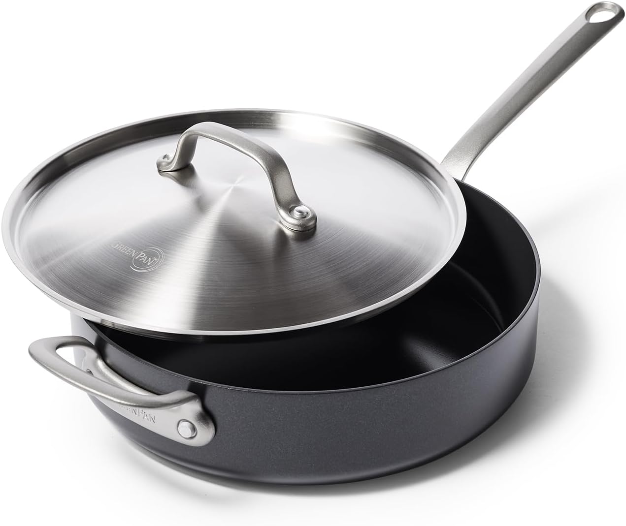 Amazon.com: GreenPan Craft Noire 4.5QT Saute Pan with Lid and Helper ...
