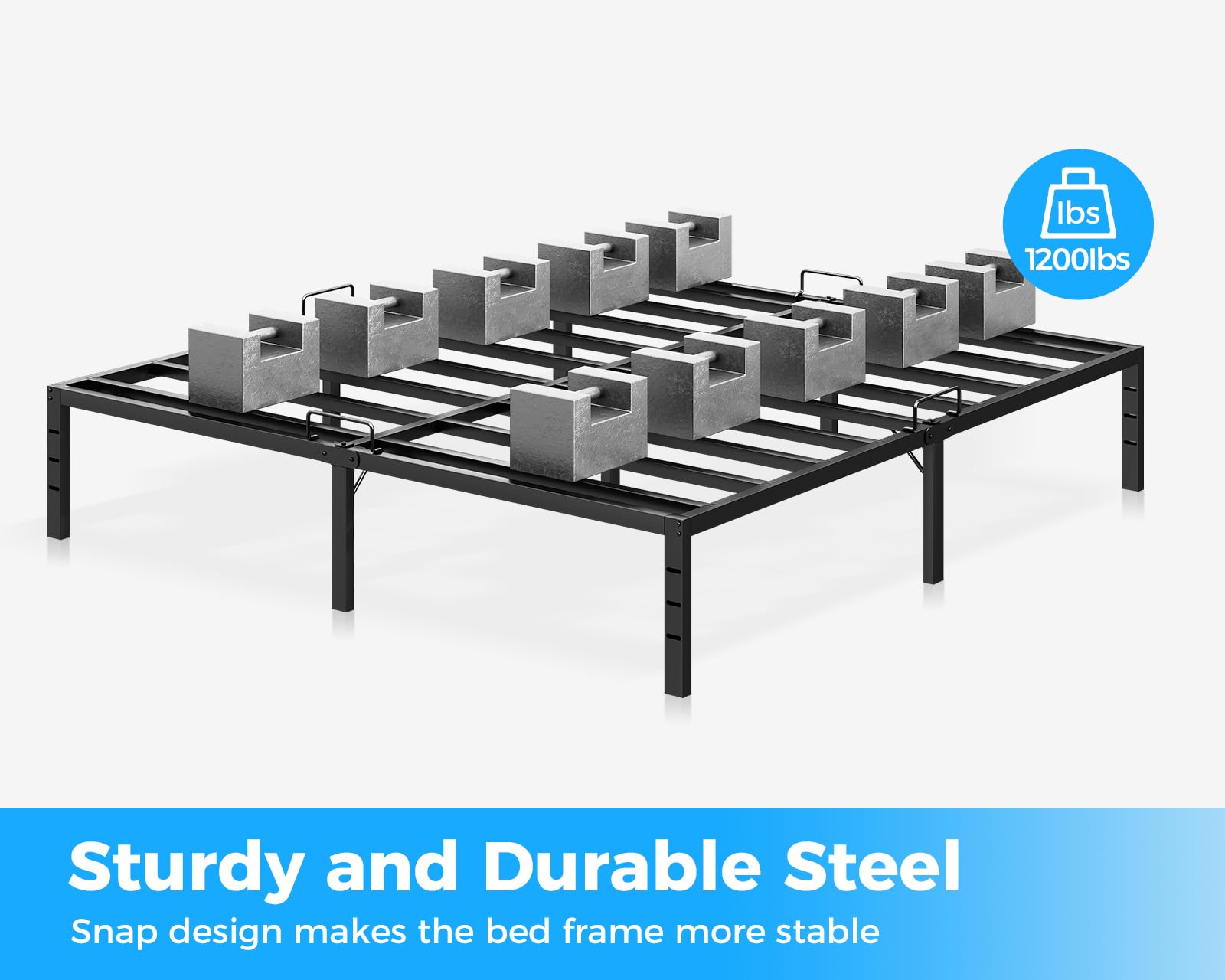 KKL 18 Inch Queen Bed Frame, Heavy Duty Steel Platform with Mattress ...