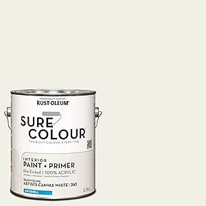 Rust-Oleum Sure Colour Eggshell Interior Wall Paint Art Canvas White, 3 ...