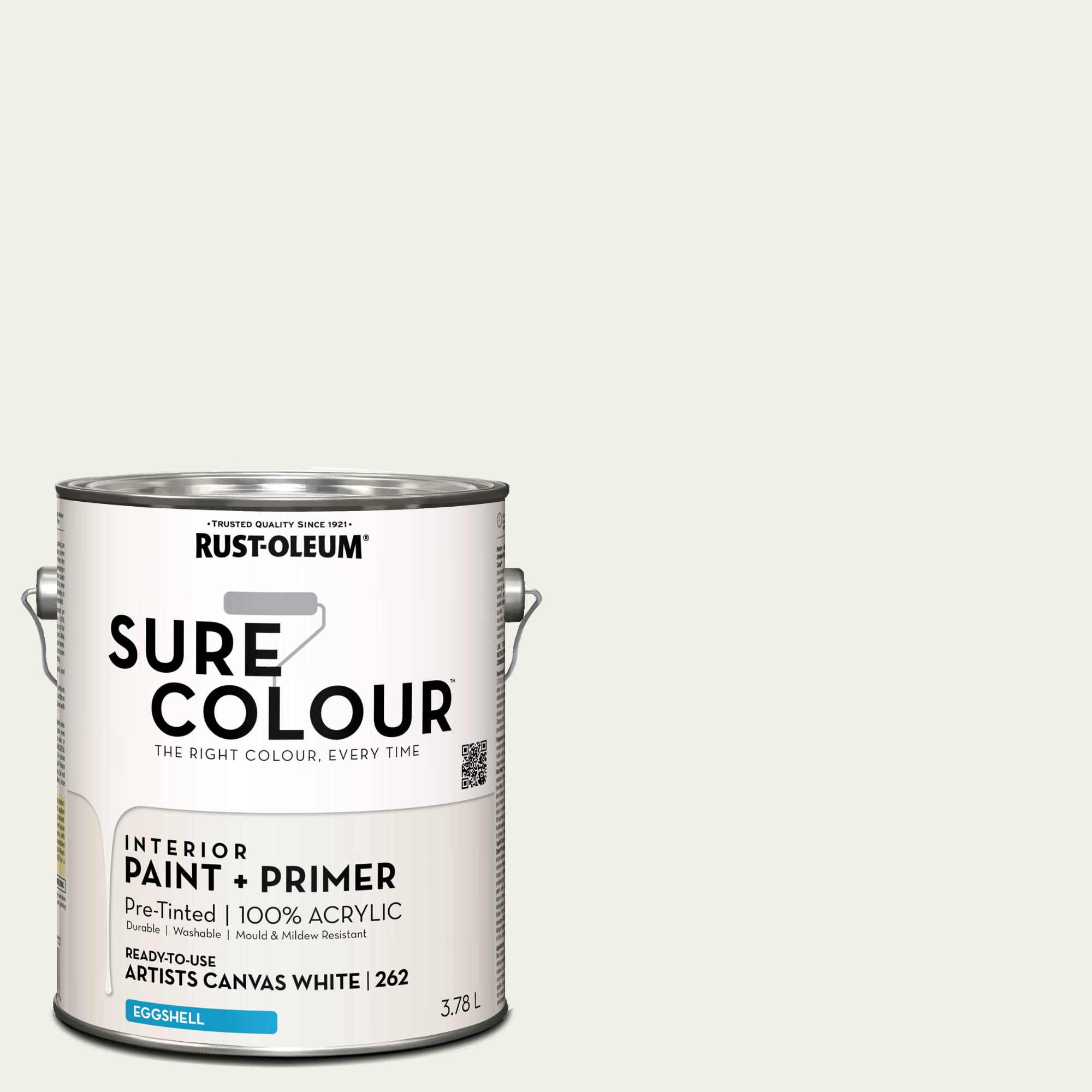 Rust-Oleum Sure Colour Eggshell Interior Wall Paint Art Canvas White, 3 ...