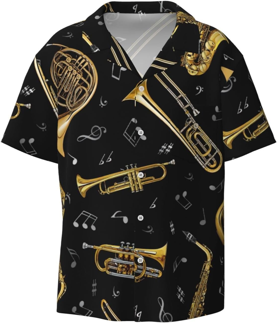 Musical Instruments Print Casual Summer Men'S Button Down Shirt Short ...