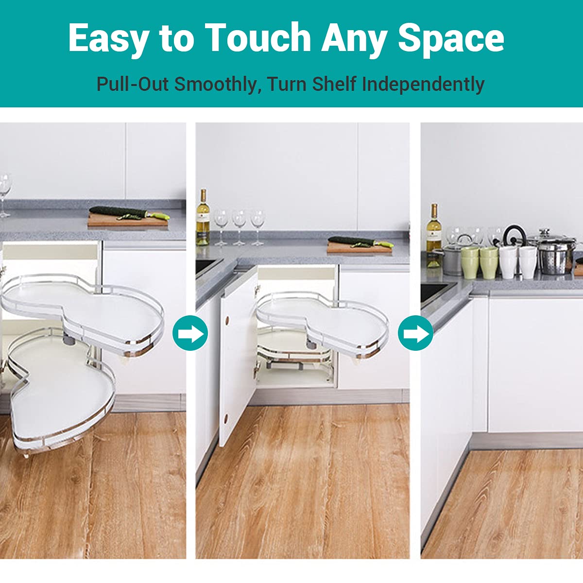 Snapklik.com : Blind Corner Pull Out Organizer For Kitchen Cabinet