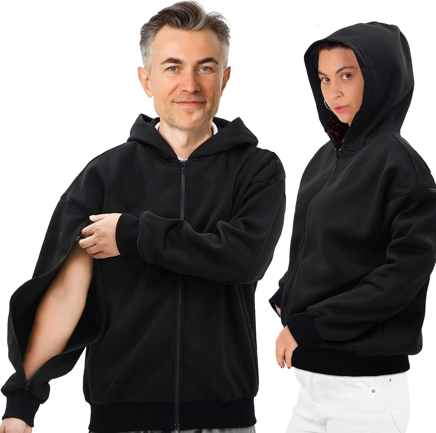 Amazon.com: Patelai 2 Pcs Winter Dialysis Sweatshirts with Arm Zipper ...