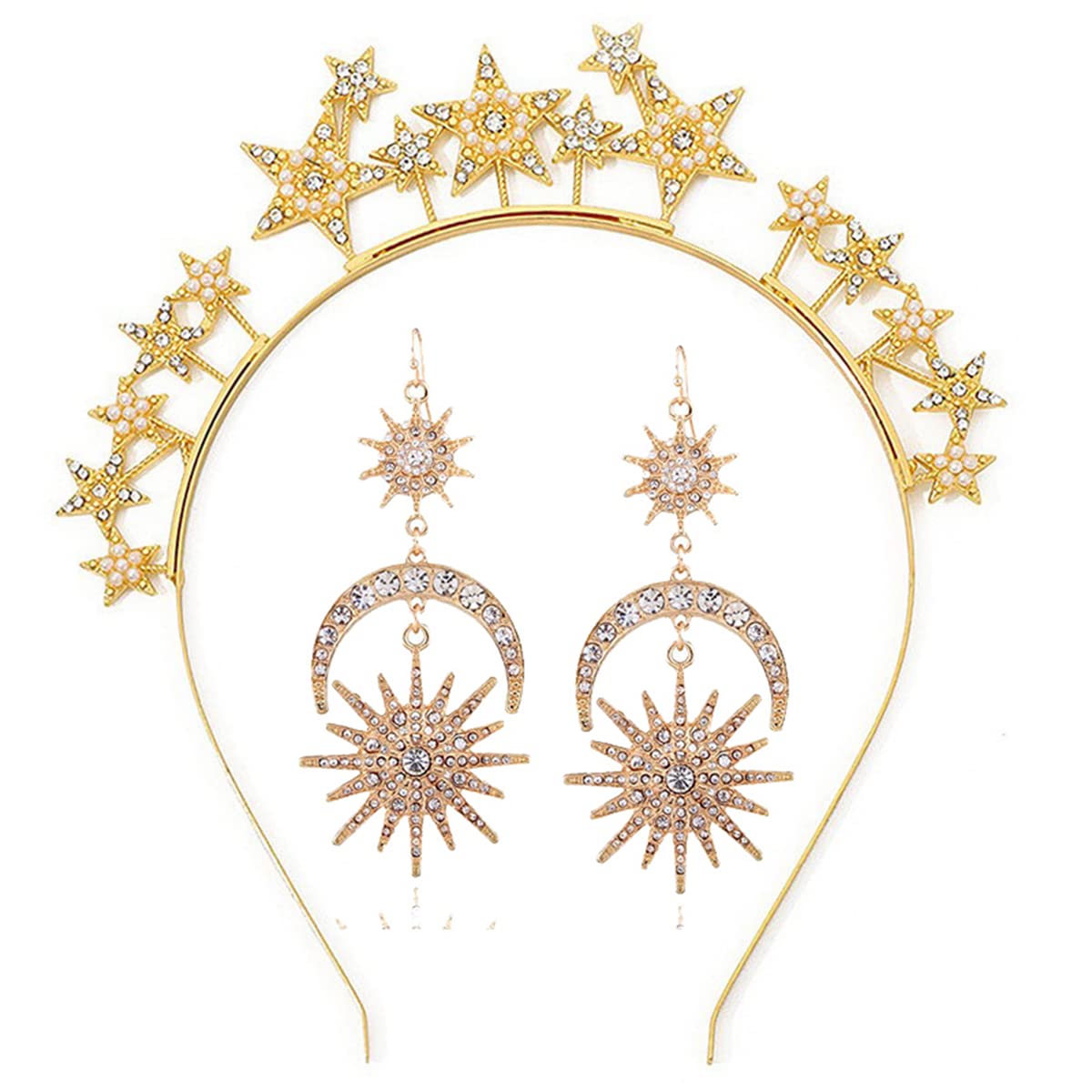Amazon.com : DouuYuhet Star Halo Crown Celestial Headpieces, Moon ...