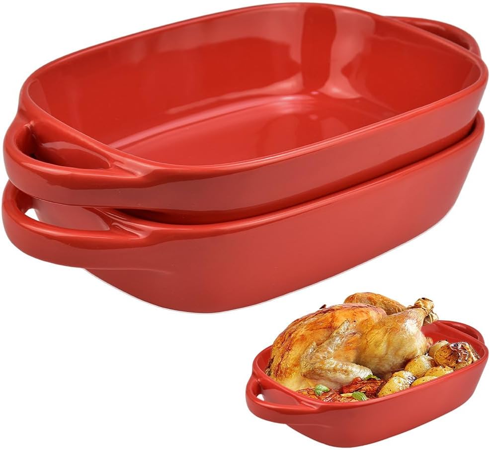 CIKYZE 2 Pcs Lasagne Dishes 9x5 Inch Ceramic Baking Pan Rectangular ...