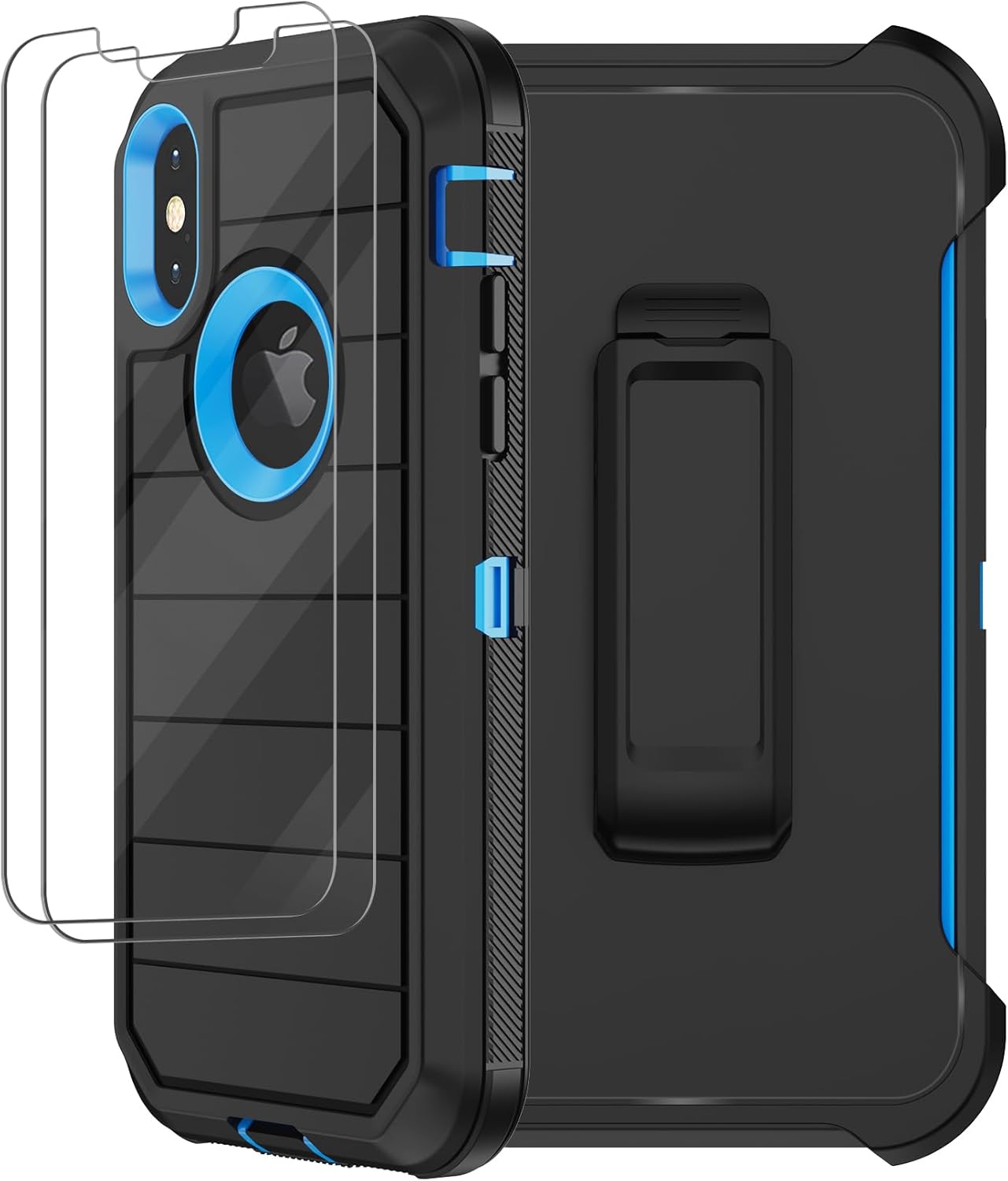 Amazon.com: for iPhone Xs Max Case with Belt Clip Holster, 2 x Screen ...