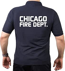 Polo Shirt Navy, Chicago Fire Department Text and Print on the Back ...