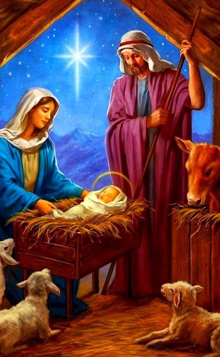 Baby Jesus In A Manger Painting