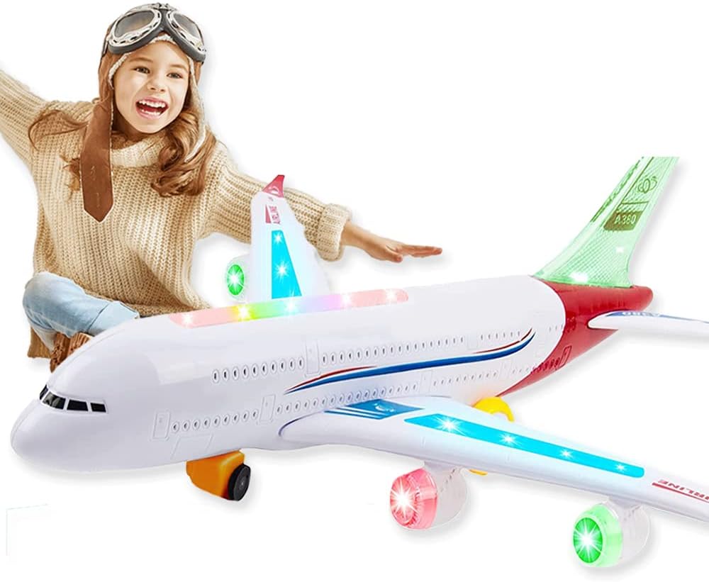 Masroo Airplane Toys for Kids, Bump and Go Action, Toddler Toy Plane ...