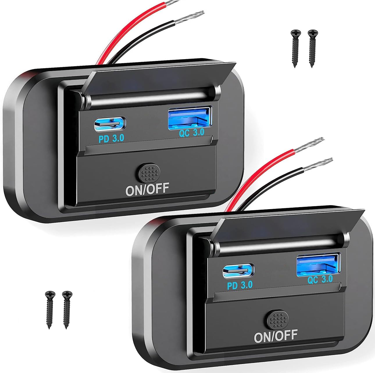 Dual USB Car Socket 12V-24V, Dual USB Fast Charging Socket with ON/Off ...