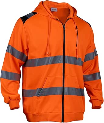 Amazon.com: Sicalobo Hi Vis Sweatshirts Reflective Zip Hoodie for Men, Class 3 High Visibility ...
