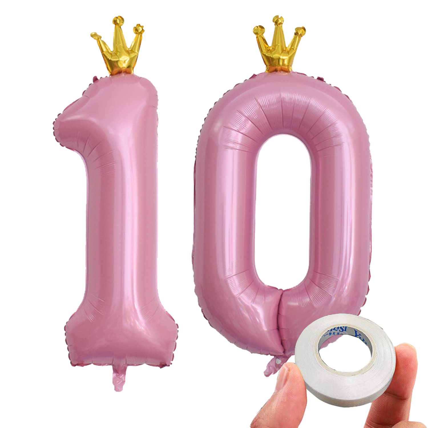 Amazon.com: KEYYOOMY 40 in Big Number 10 Mylar Balloons with Crown ...