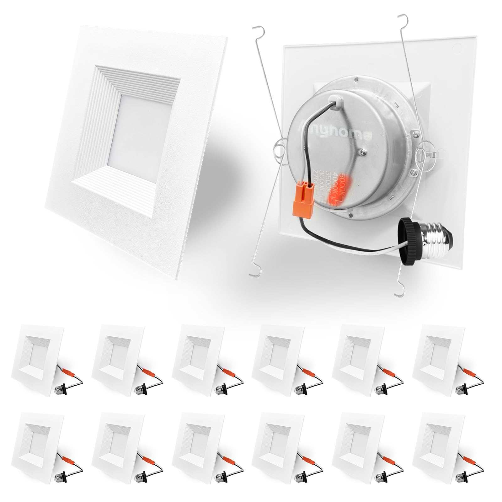 12 Pack 6 Inch Square Retrofit LED Recessed Lighting 5CCT, 11W 1100LM ...