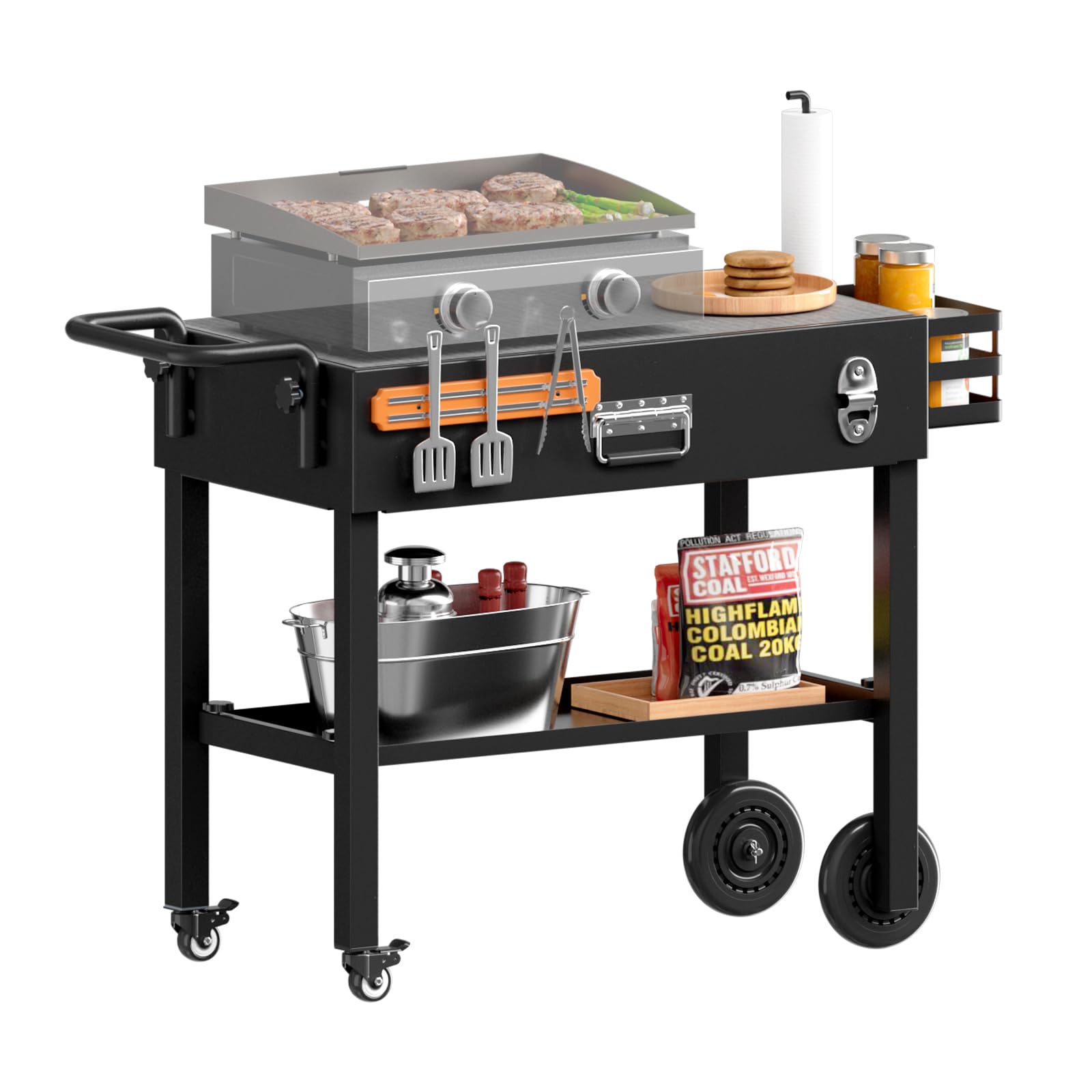 Amazon.com: Portable Universal Grill Stand with Cover, Dining Cart for ...