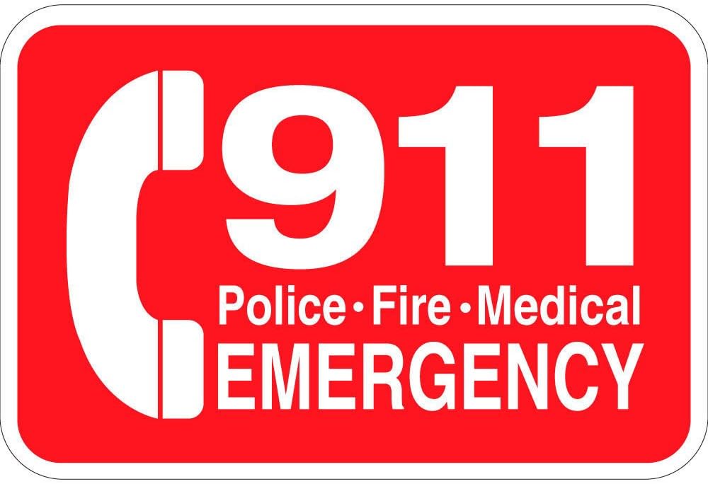 Amazon.com: 911 Police Fire Medical Emergency Osha Label Vinyl Decal ...
