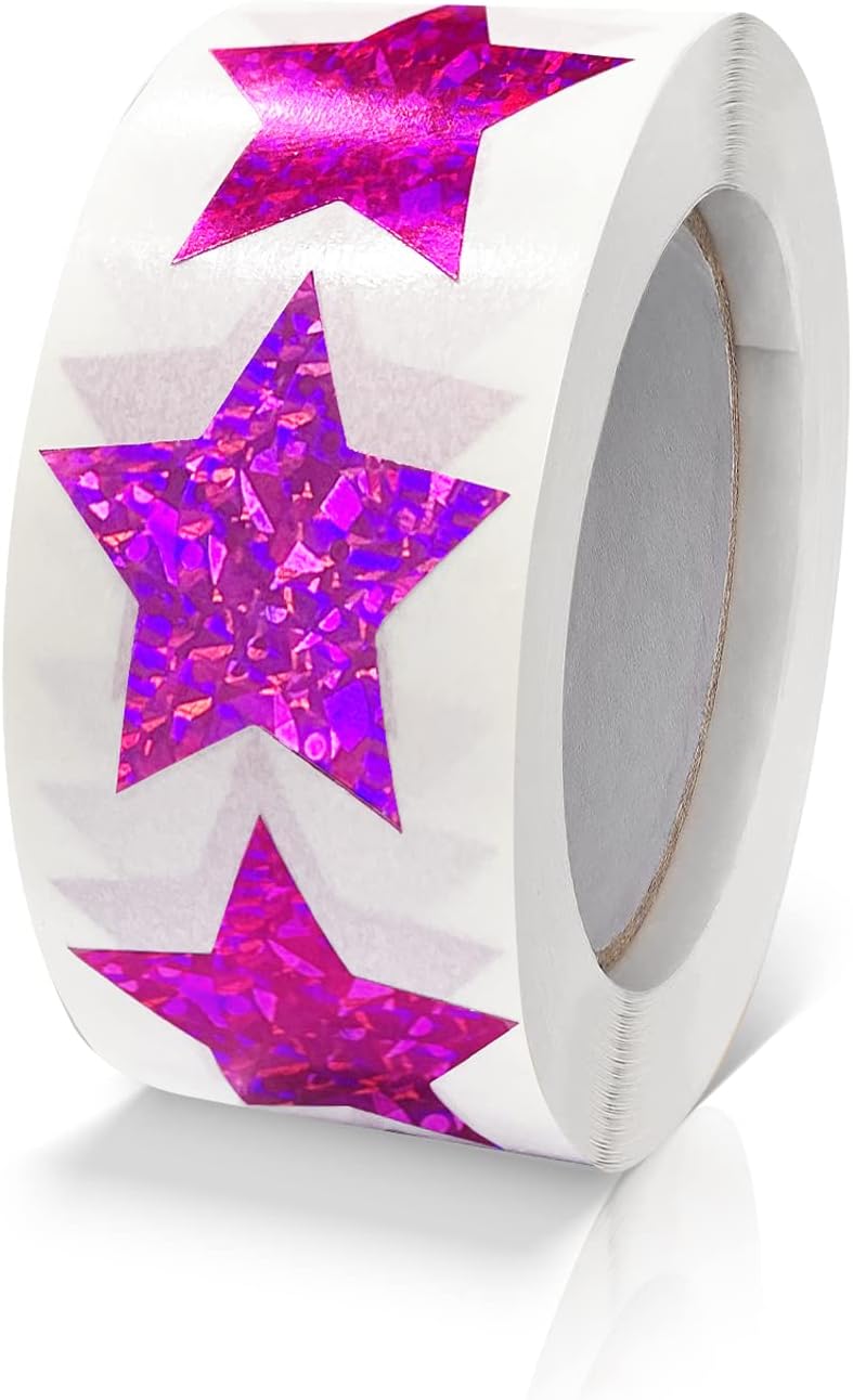 Amazon.com : Meitaat Pink Star Stickers Roll 1 inch Self Adhesive ...
