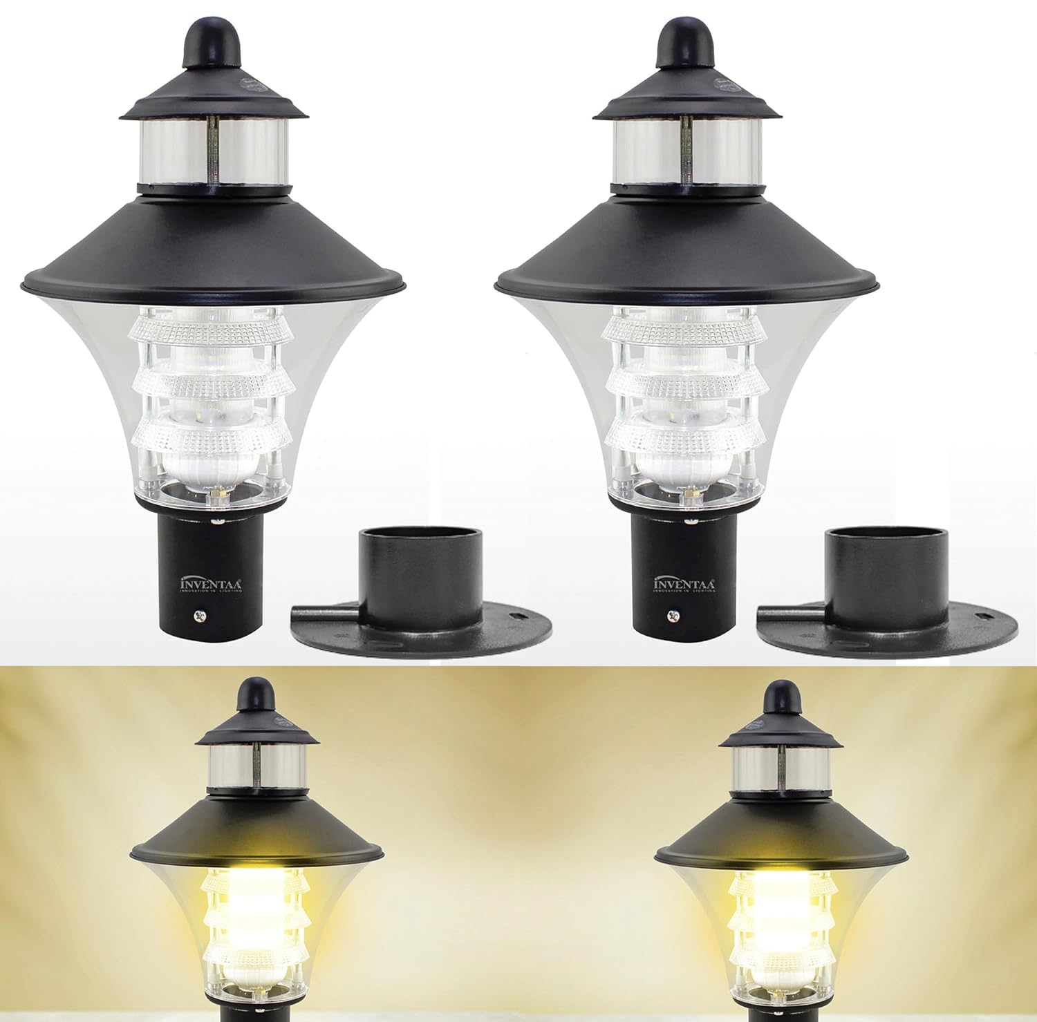 INVENTAA Optic FABULA Black Gate Light for Home Gate (12W Warm White ...