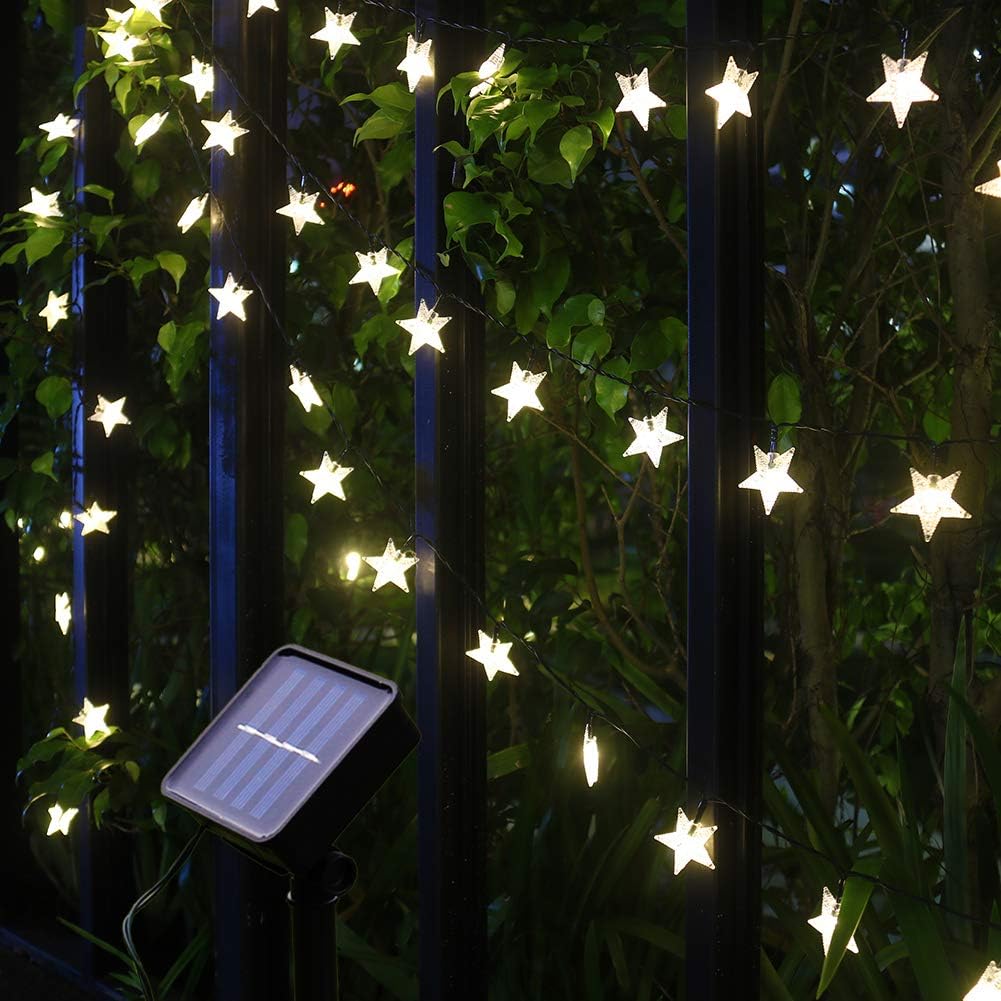 Christmas Decorations Outdoor Solar Star String Lights, 50LED 23ft ...