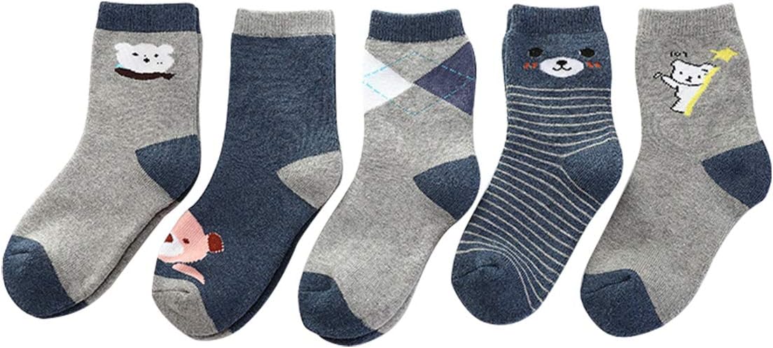 Amazon.com: Rallytan Kids Winter Ankle Socks Cotton Colorful Novelty Crew Sock 5 Pair Pack,PZ003 ...