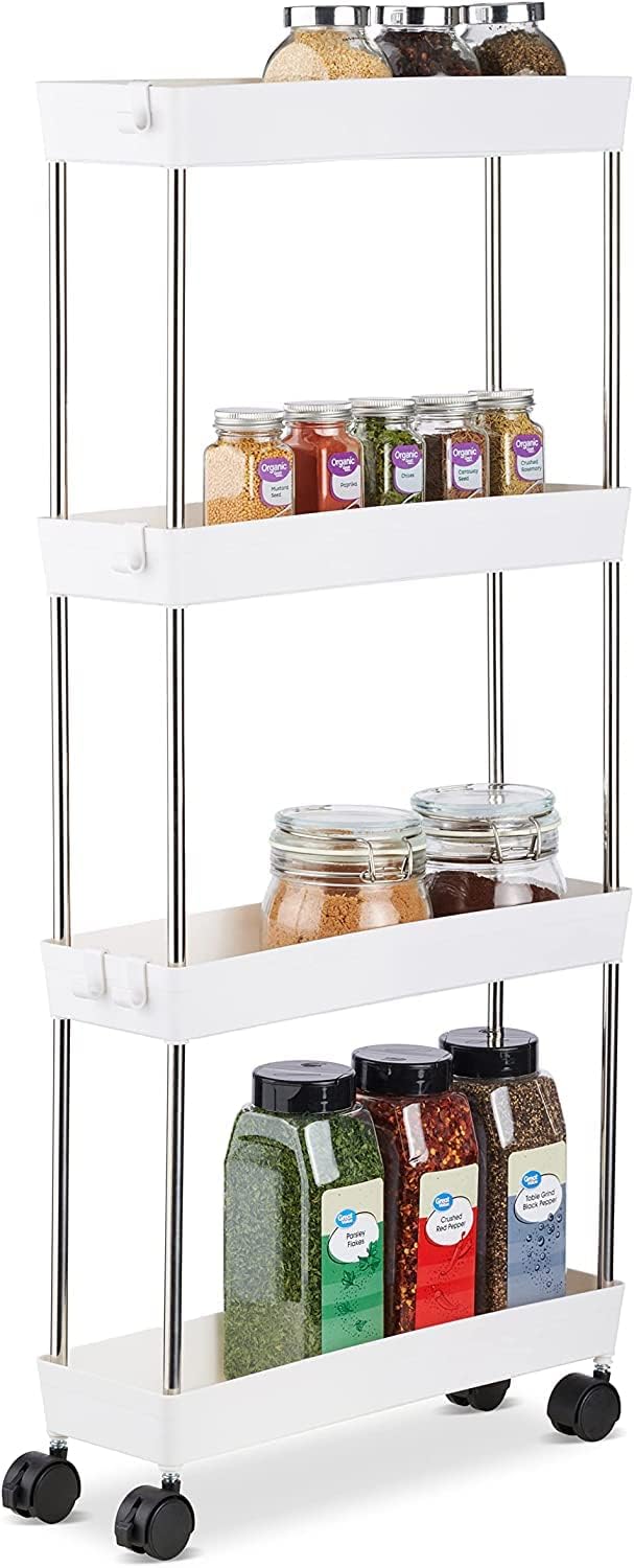 Amazon.com: Rolling Spice Rack for Next to Fridge - Narrow Shelf for ...