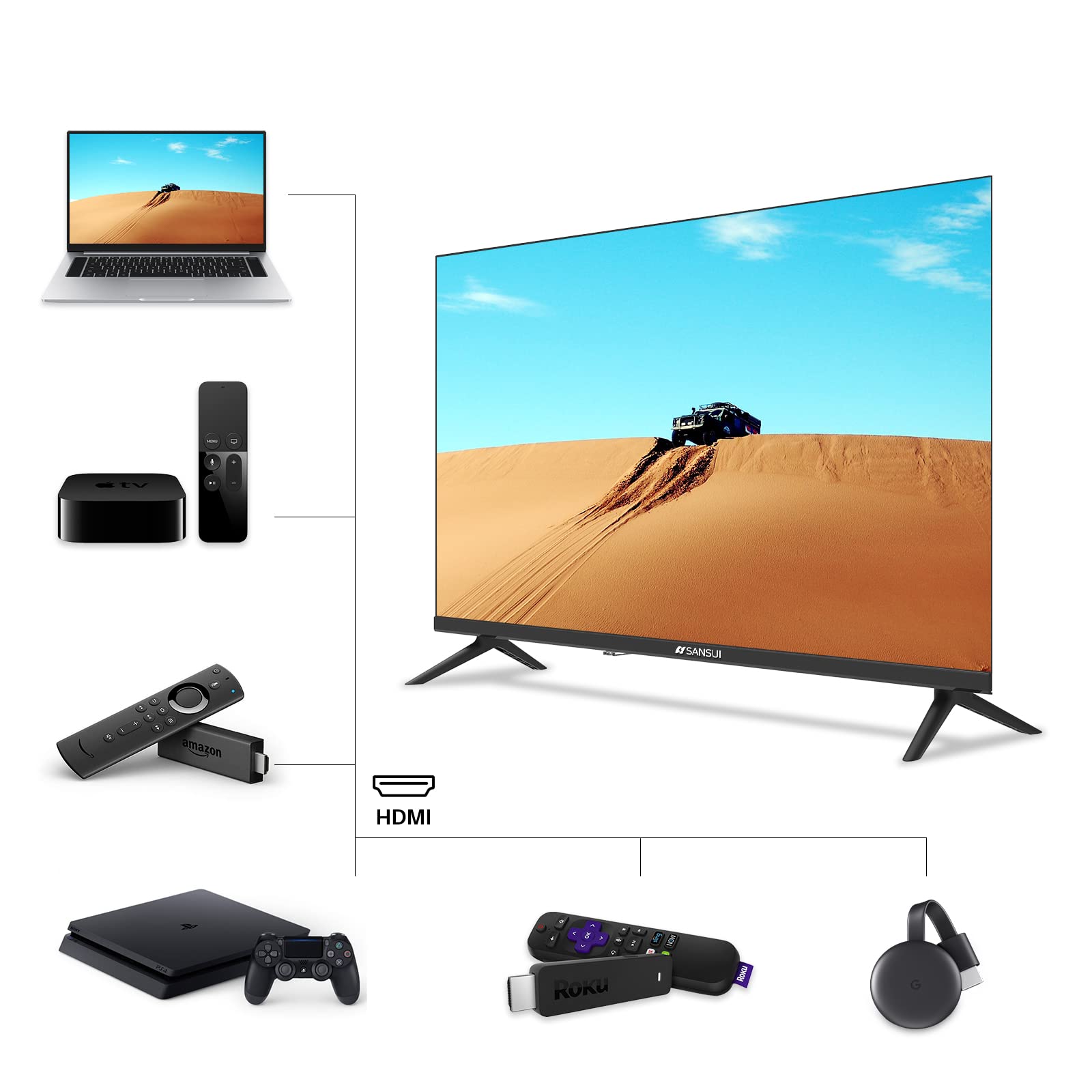 Buy SANSUI ES32V1HA, 32 inch 720p HD Smart LED Android TV with Google ...