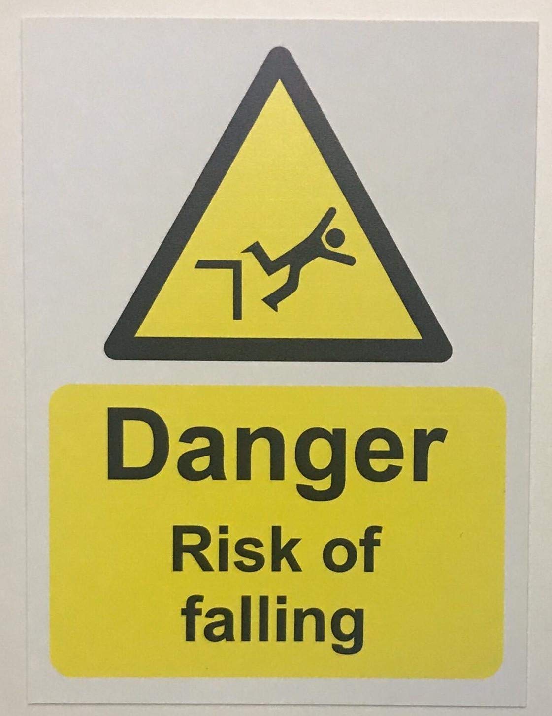 Danger risk of falling Warning safety sign - Self adhesive sticker ...