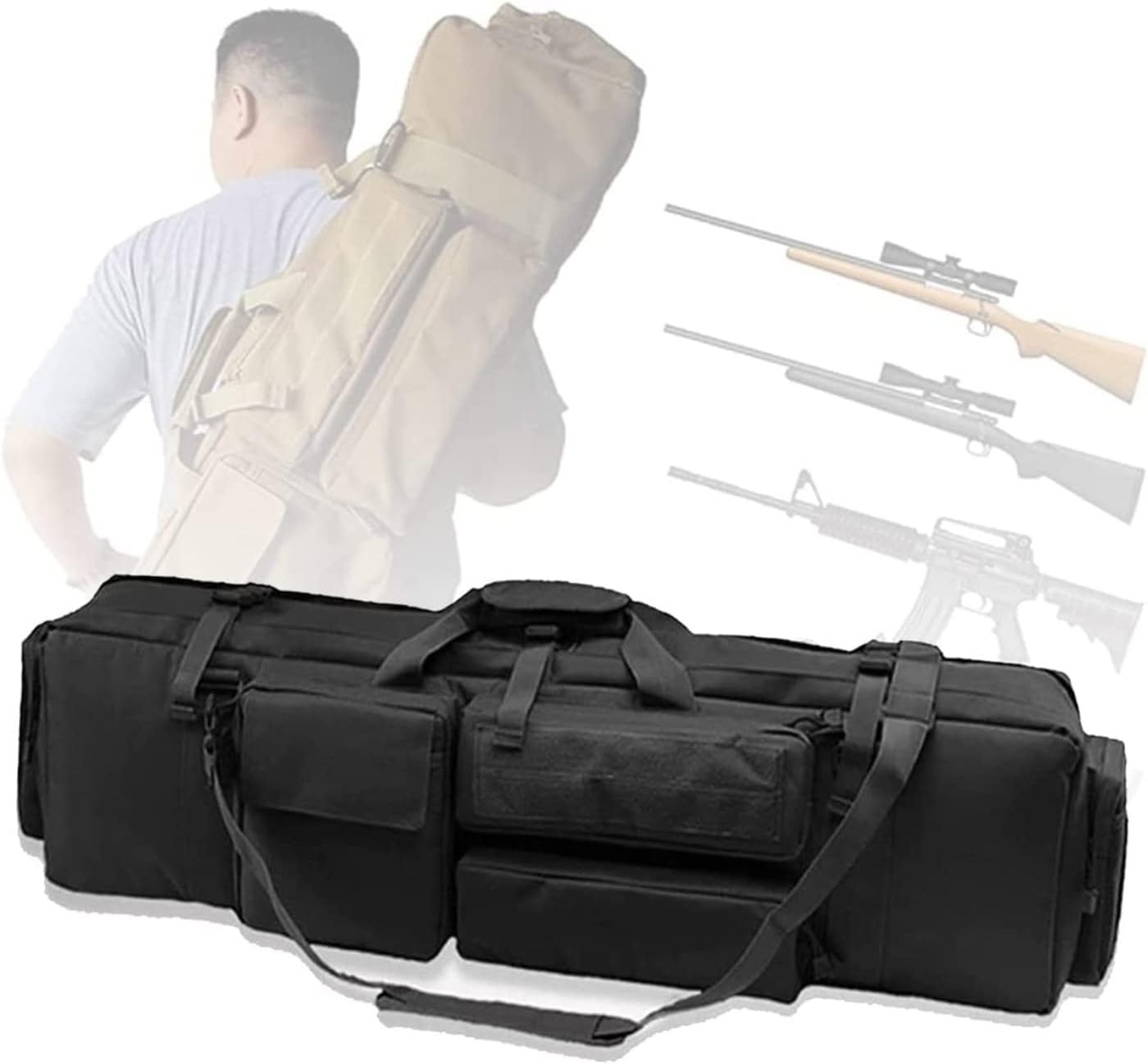 Double Rifle Bag Outdoor Tactical Carbine Cases Double Long Soft Rifle ...