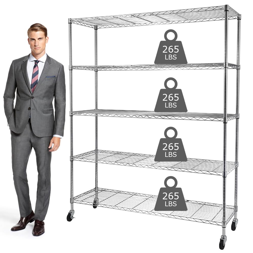 Amazon.com: Metal Storage Shelves with Wheels, NSF Shelving Unit 60 X ...