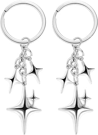 Y2K Stainless Steel Star Keychain - Cute Aesthetic Key Chain Charms for ...