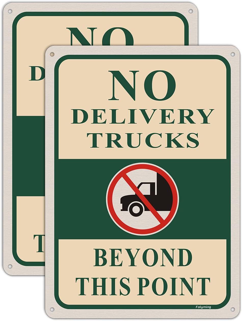 Amazon.com: 2 Pack No Delivery Trucks Beyond This Point Signs 10 x 14 ...