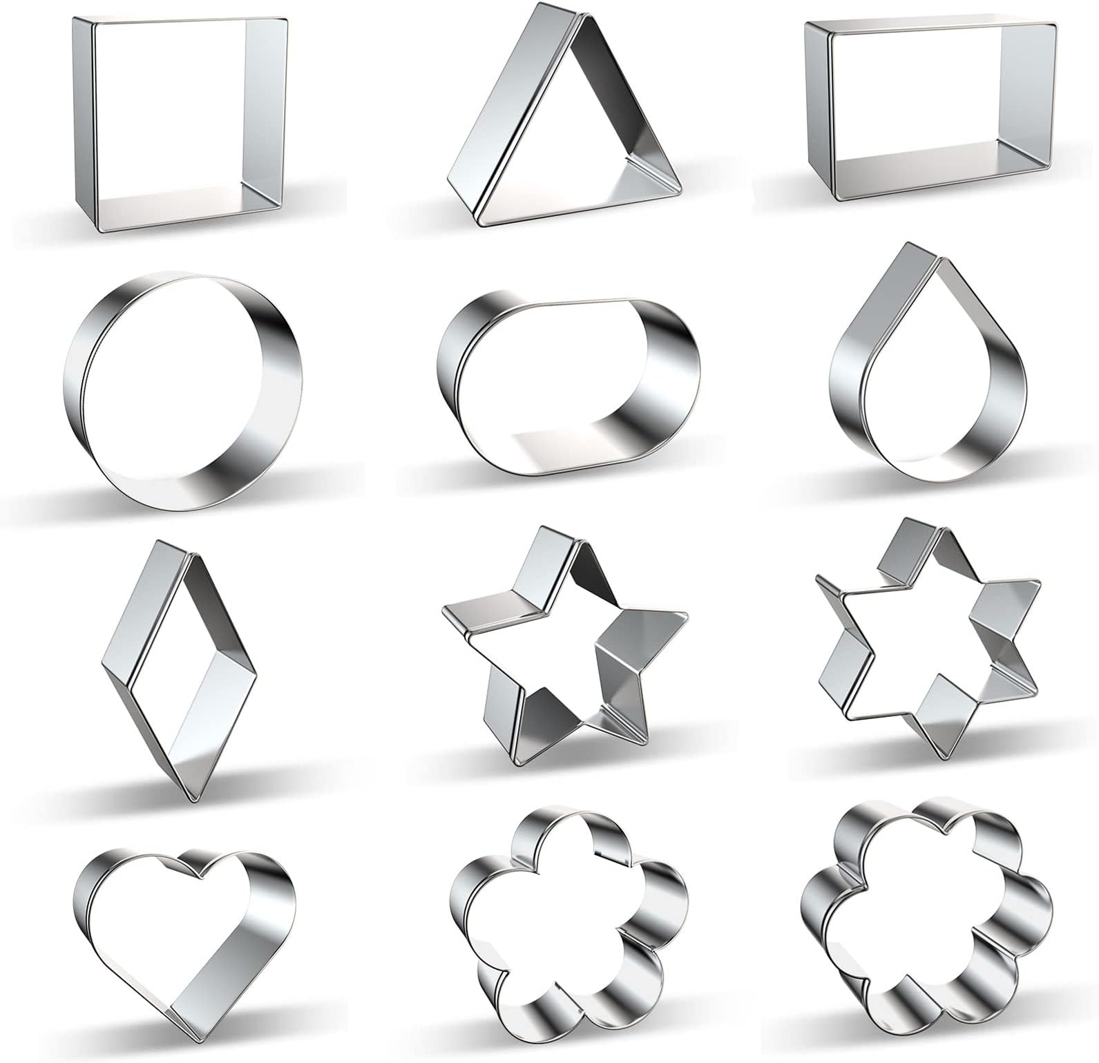 Amazon.com: Geometric Classic Shapes Cookie Cutter Set of 12 - Heart ...