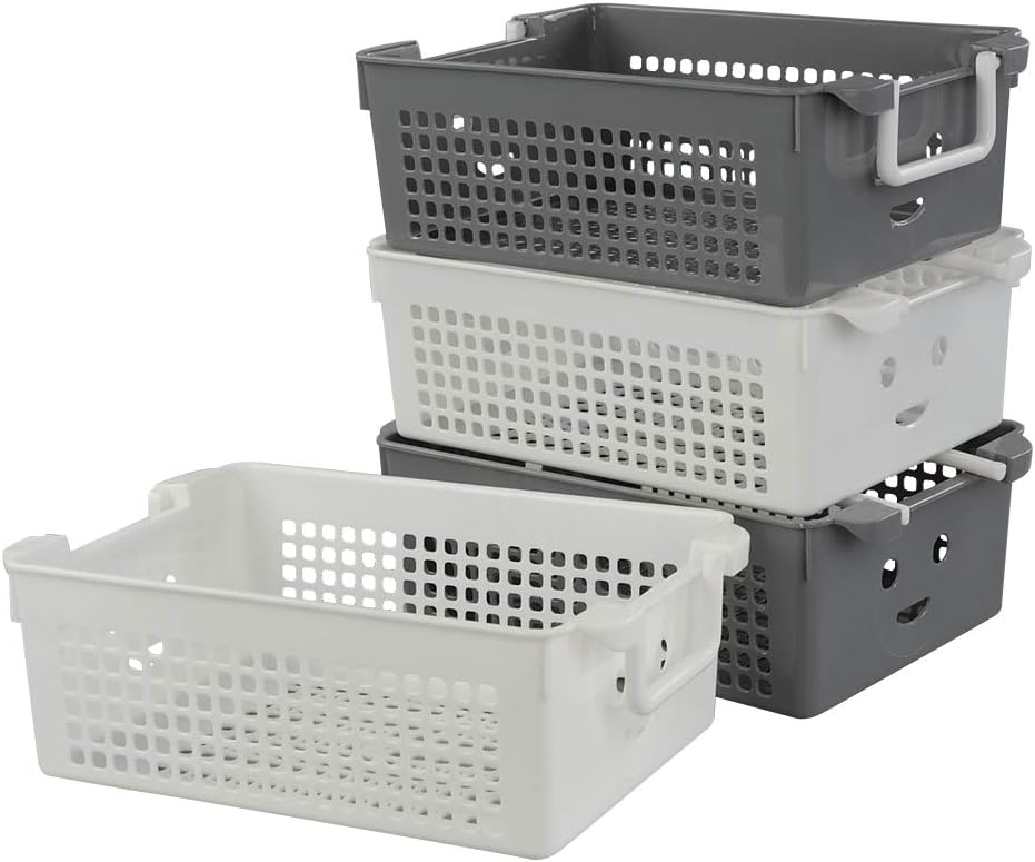 Amazon.com: Neadas Plastic Deep Stacking Baskets, Plastic Stackable ...