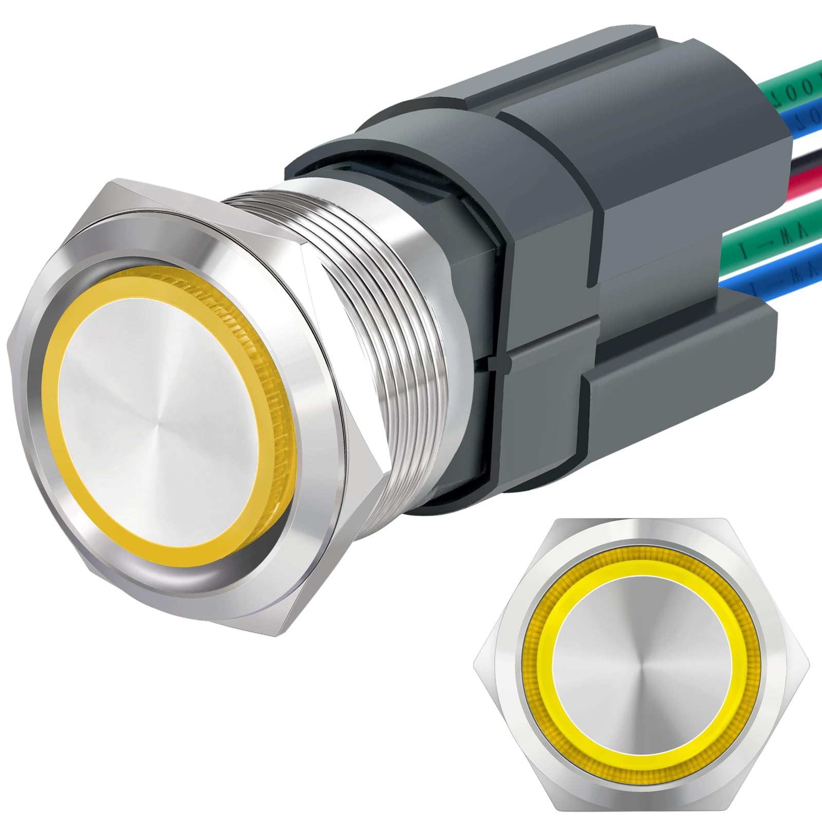 Snapklik.com : 22mm Push Button Switch 15A 24V Latching Momentary 2NO ...