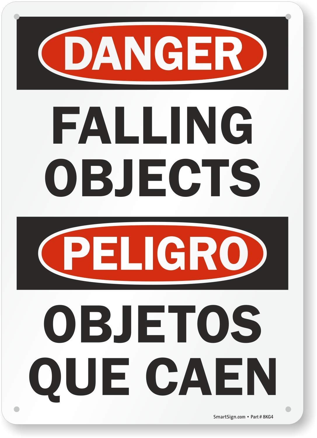 SmartSign "Danger - Falling Objects" Bilingual Sign | 10" x 14 ...