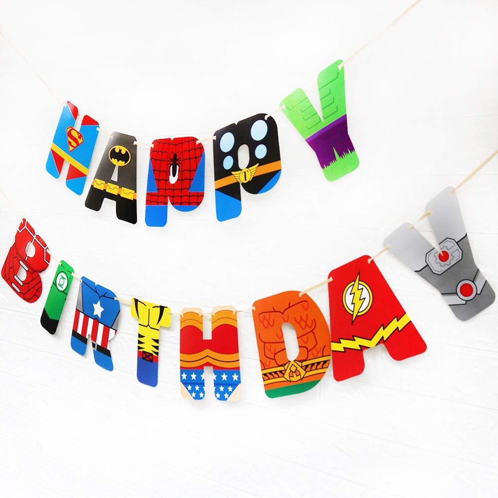 2 PACK Superhero Birthday Banner for Party Decorations, Superhero ...