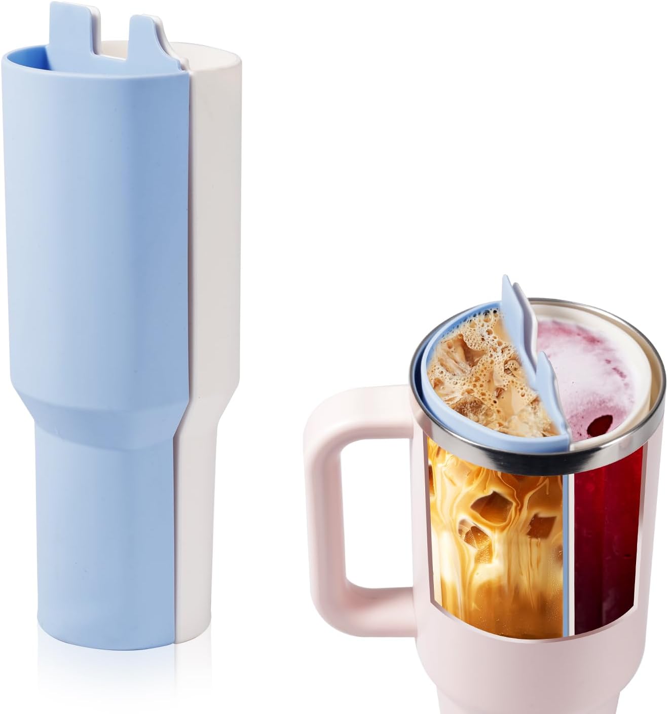 Amazon.com: White & Blue 2-in-1 Drink Separator Silicone Liner Splitter ...