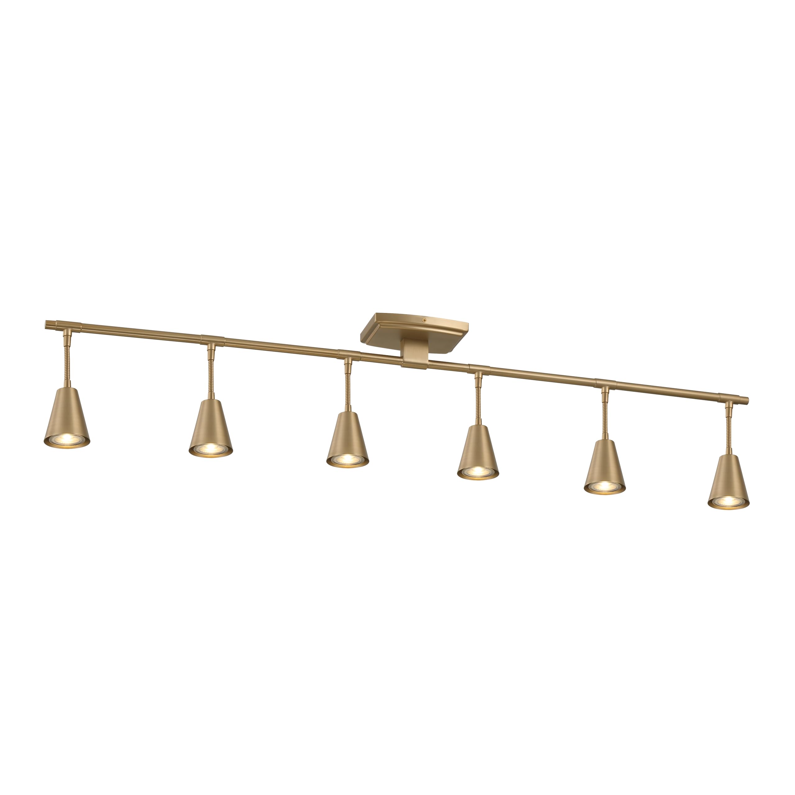 Modern LED 6-Light Track Lighting, Brushed Brass, 44 Inch, 6 GU10 LED ...