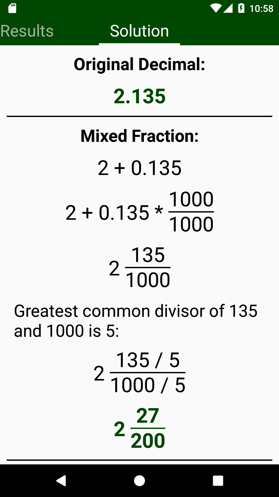 Decimal to Fraction Converter Calculator - App on Amazon Appstore
