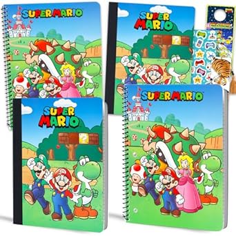 Amazon.com: Nintendo Super Mario Notebook Set for Kids - Bundle with 4 ...