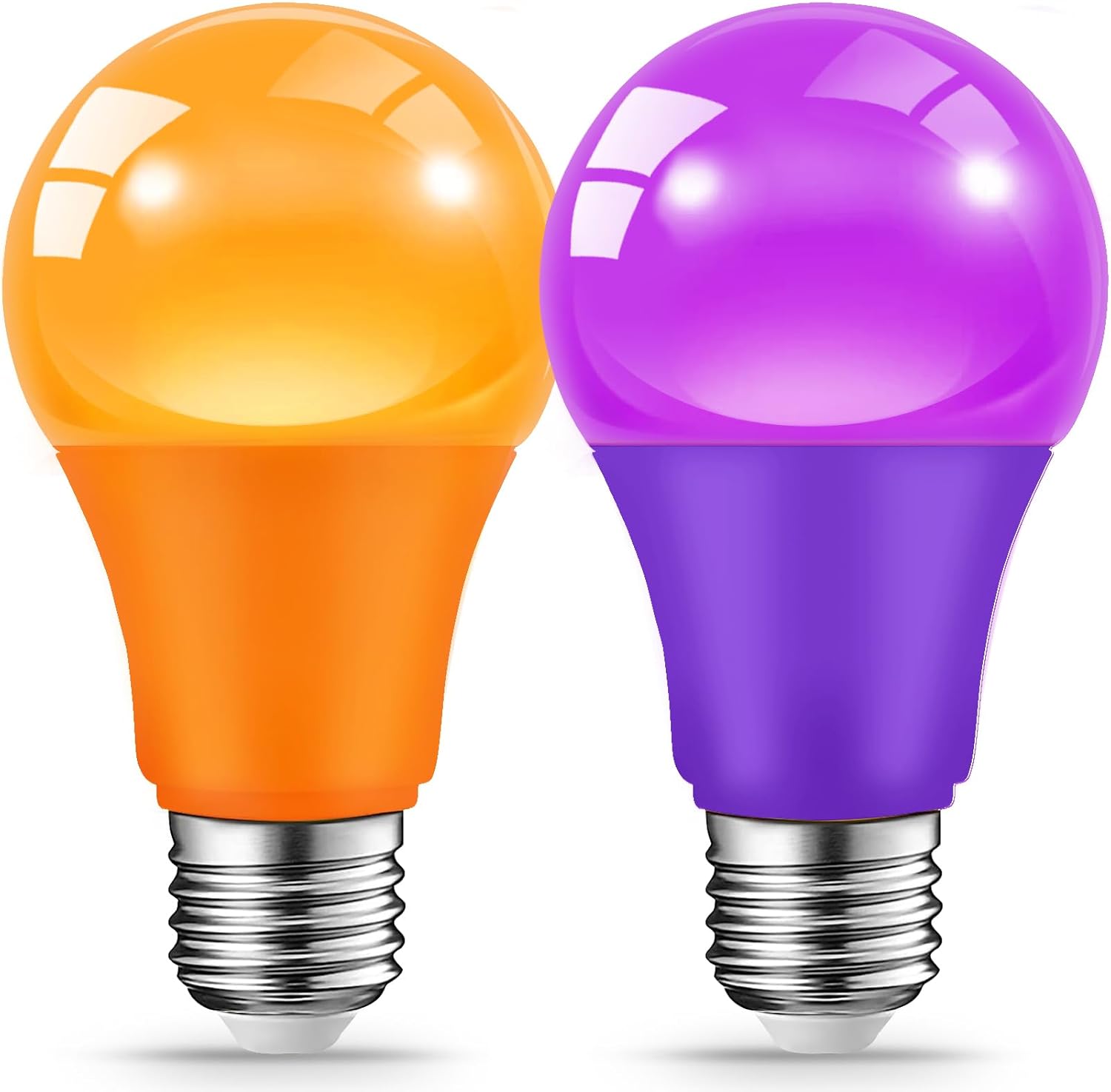 JAHEKS Orange Purple Light Bulbs for Halloween Christmas, 9W(60W ...