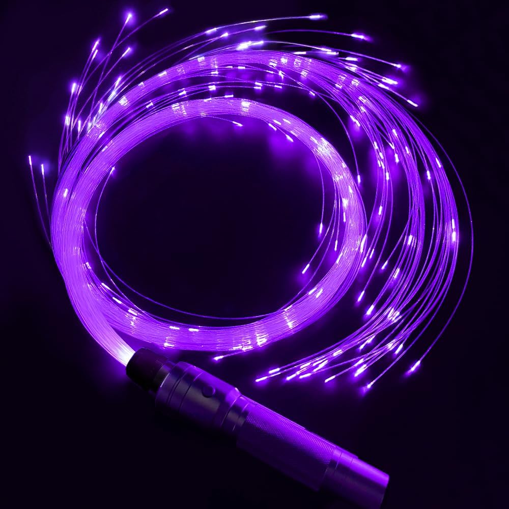 Fiber Optic Whip, Rechargeable LED Pixel Rave Whip Toy, 360° Swivel Fiber Optic Dance Whips ...