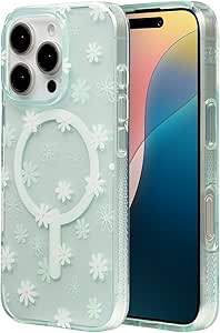 Amazon.com: ZAGG Milan Snap Case for iPhone 16 Pro - White Floral Design on Green Transparent ...