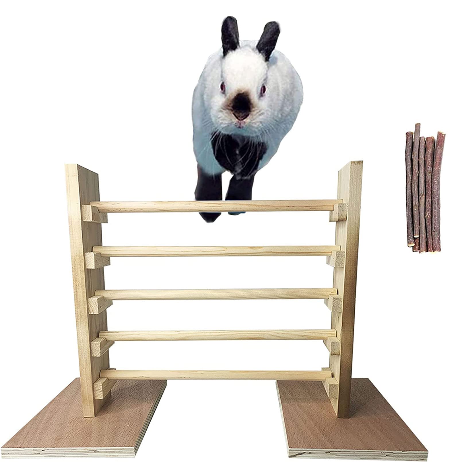 Snapklik.com : Kathson Rabbit Jump Bar, Natural Wood Toy Set Adjustable ...