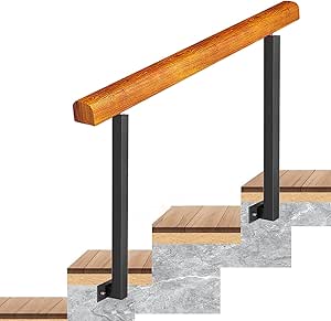 Amazon.com: JLVAWIN Black Outdoor Stair Railing Wood Handle, Adjustable ...