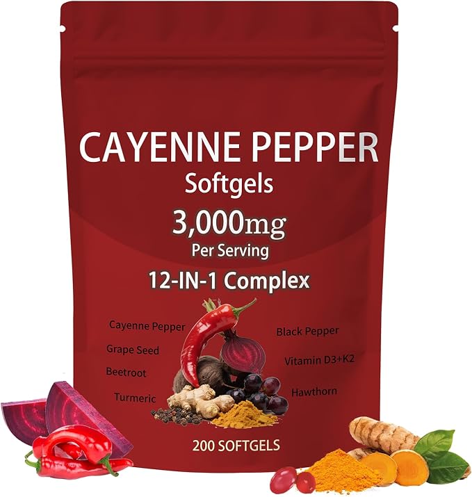 Amazon.com: Cayenne Pepper Softgels Supplement, with Vitamin E D3+K2 ...