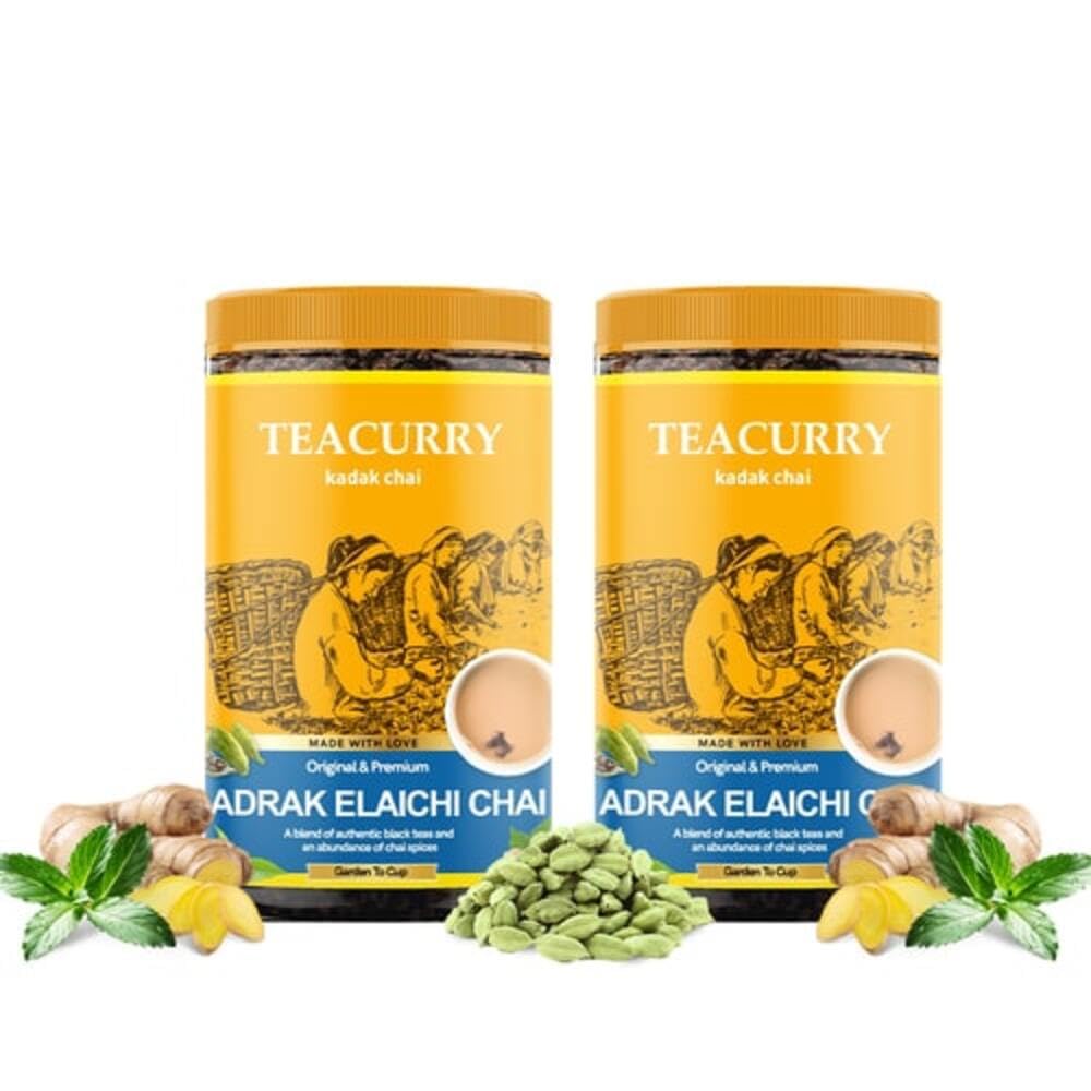 TEACURRY Adrak Elaichi Chai (200 Grams, 50 Cups) - Ginger Cardamom Chai ...