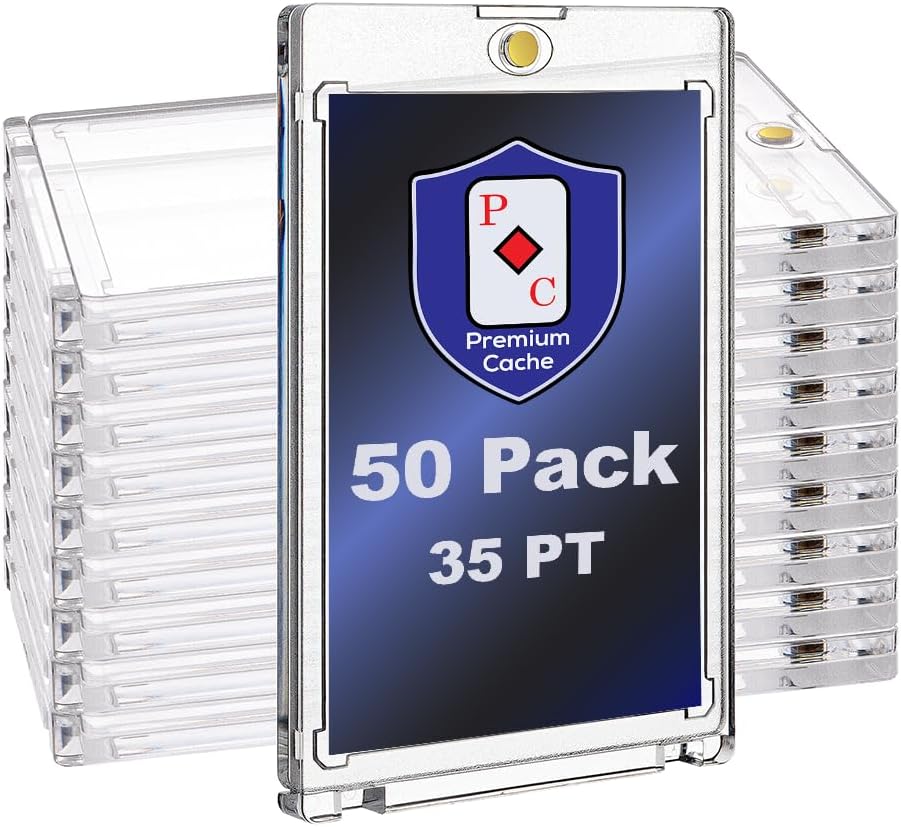 Amazon.com: Magnetic Card Holders for Trading Cards | 35pt 50 Count | Clear Acrylic One-Touch ...