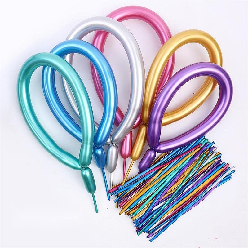 Snapklik.com : Foclover Metallic 260mm Balloons, Multi-colored Long ...