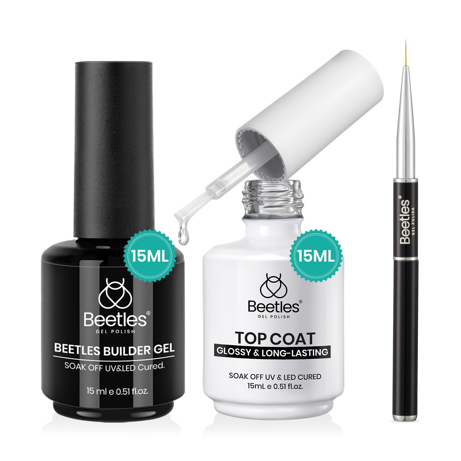 Amazon.com : Beetles Builder Gel and No Wipe Glossy Top Coat for Nails ...